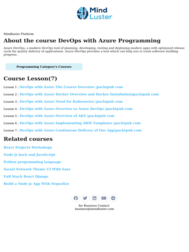 DevOps with Azure Course Overview | PDF