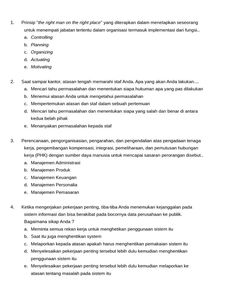 Contoh Soal Assesment | PDF