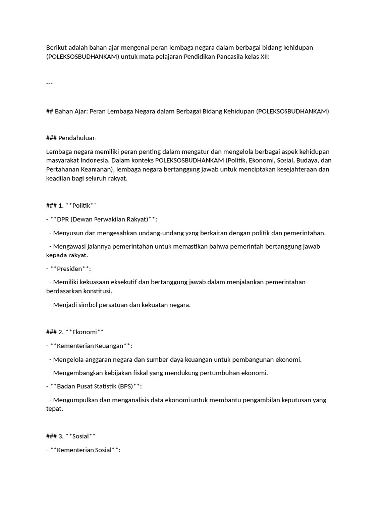 Peran Lembaga Negara dalam Kehidupan | PDF
