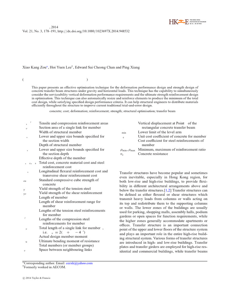 Cost Design Optimisation of Concrete Transfer Beam Structures | PDF ...