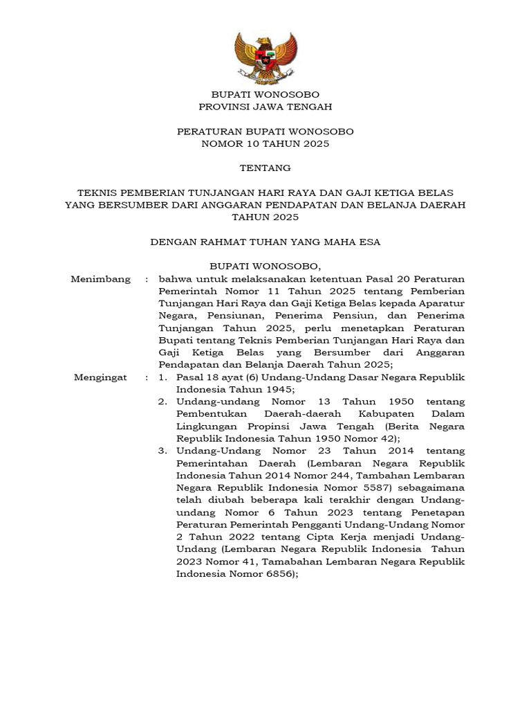 Perbup NO 10 TH 2025 - Signed | PDF