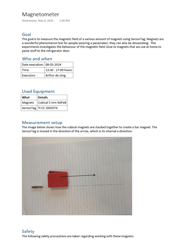 ILS Masterpiece Example Lab Journal - Magnetometer | PDF | Magnet | Magnetic Field