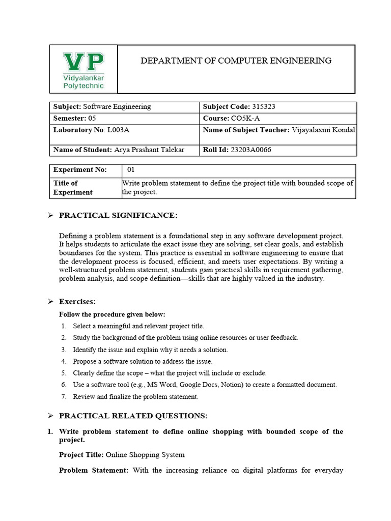 STE Prac-1 23203A0066 | PDF | Software | Scope (Computer Science)