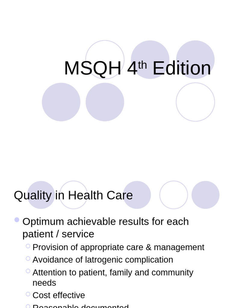 MSQH 4th Edition SLIDES | PDF | Performance Indicator | Health Care