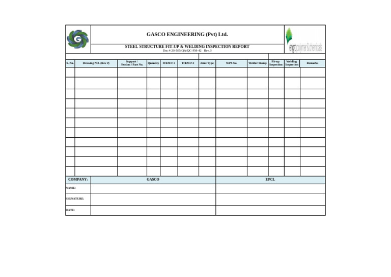 42-Structure Daily Fit Up & Welding Report | PDF