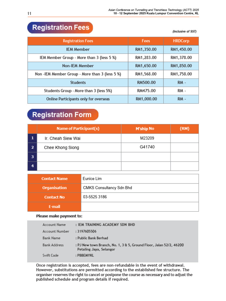 ACTT 2025 Registration Details | PDF