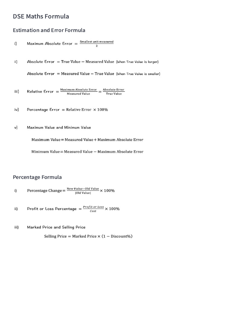 DSE Maths Formula | PDF