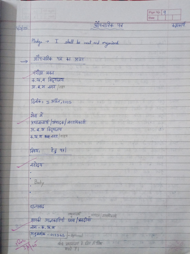 Hindi Writing Section | PDF