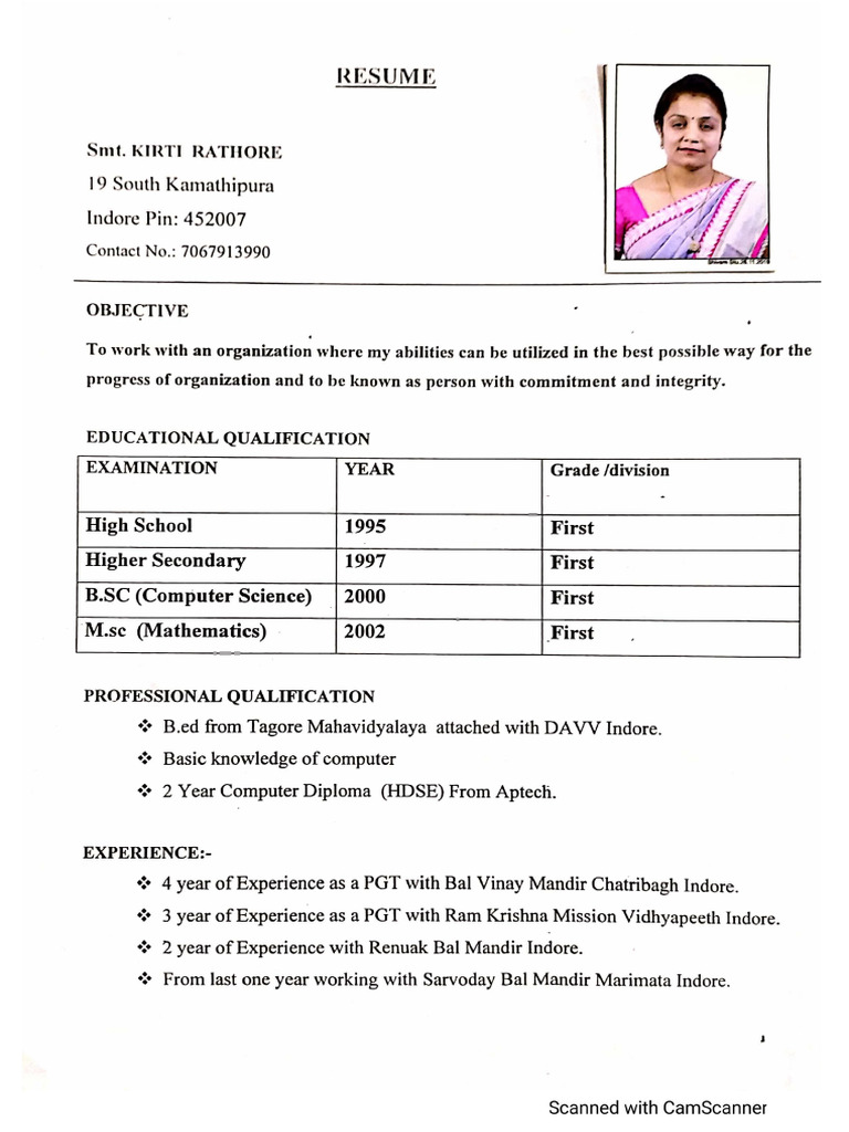 Resume Kirti Rathore Msc. (Mathematics) | PDF