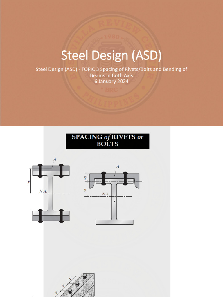 Steel Design (ASD) - Topic 3 Spacing of Rivets and Bending of Beams in ...