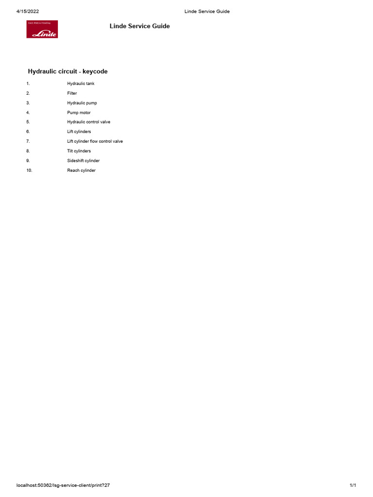 Linde Hydraulic Circuit Overview | PDF