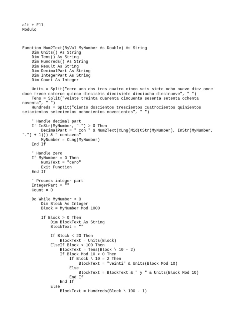 Convert Numbers to Spanish Text | PDF | Number Theory | Arithmetic