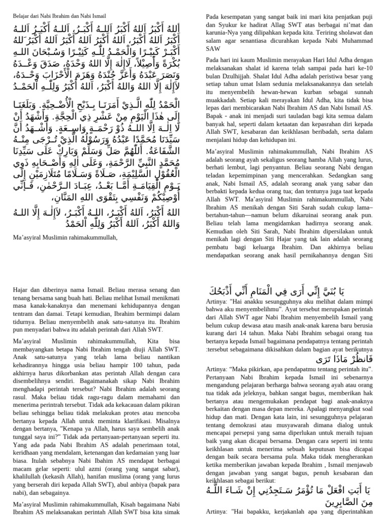 Teladan Nabi Ibrahim dan Ismail di Idul Adha | PDF
