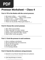 Subject Object Pronouns Worksheet Grade4 | PDF
