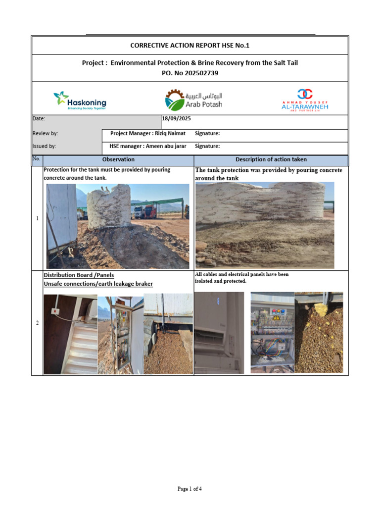 HSE Corrective Action Report Summary | PDF | Safety