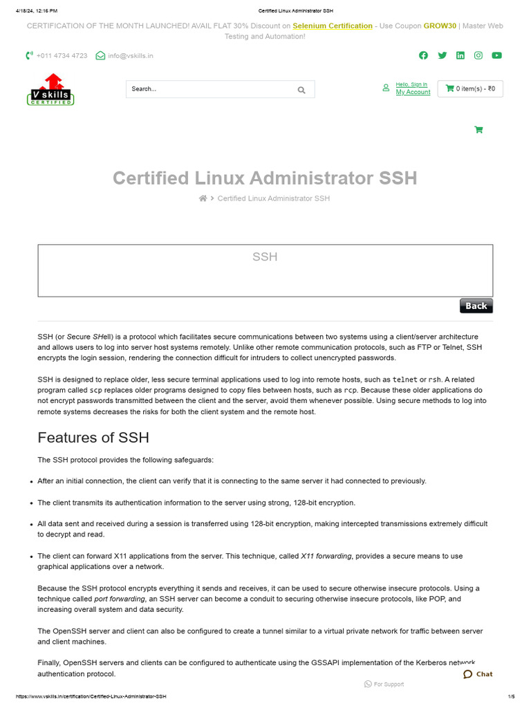 Certified Linux Administrator SSH | PDF | Secure Shell | Encryption