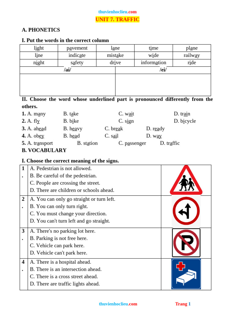 Traffic Vocabulary and Safety Guidelines | PDF | Traffic | Traffic ...