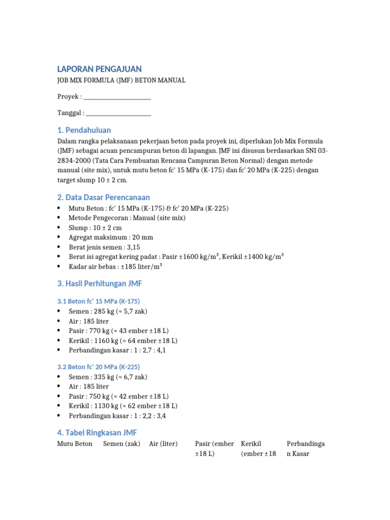 Pengajuan JMF Beton | PDF