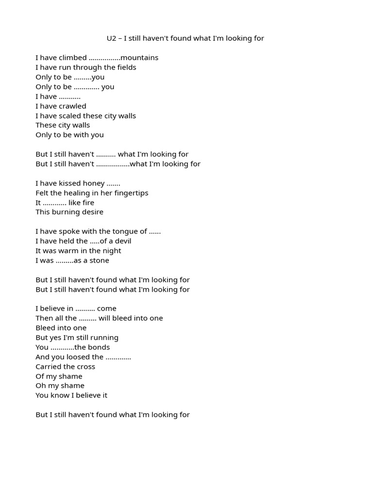 U2-I Havent Found What Im Looking For | PDF