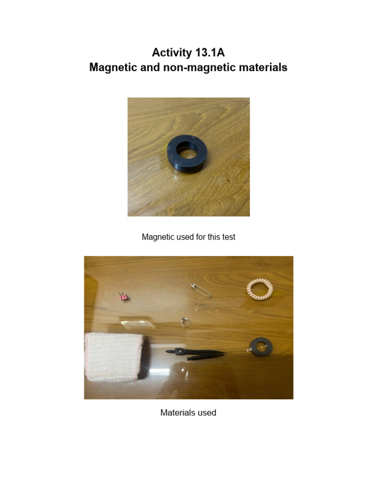 Magnetic vs Non-Magnetic Materials Test | PDF