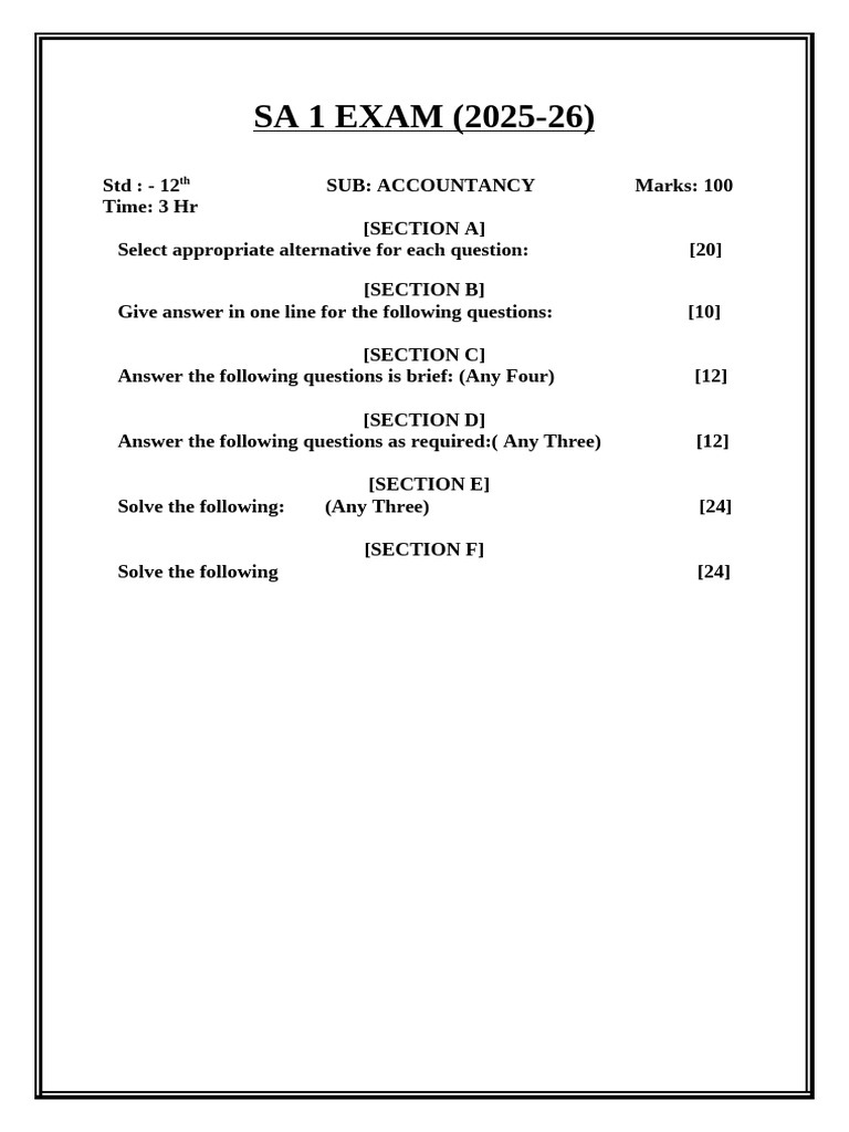 12 ACC SA1 100 Paper Style | PDF