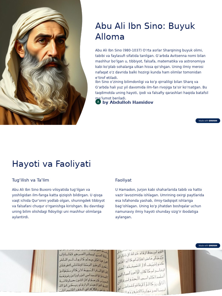 Abu Ali Ibn Sino Buyuk Alloma | PDF