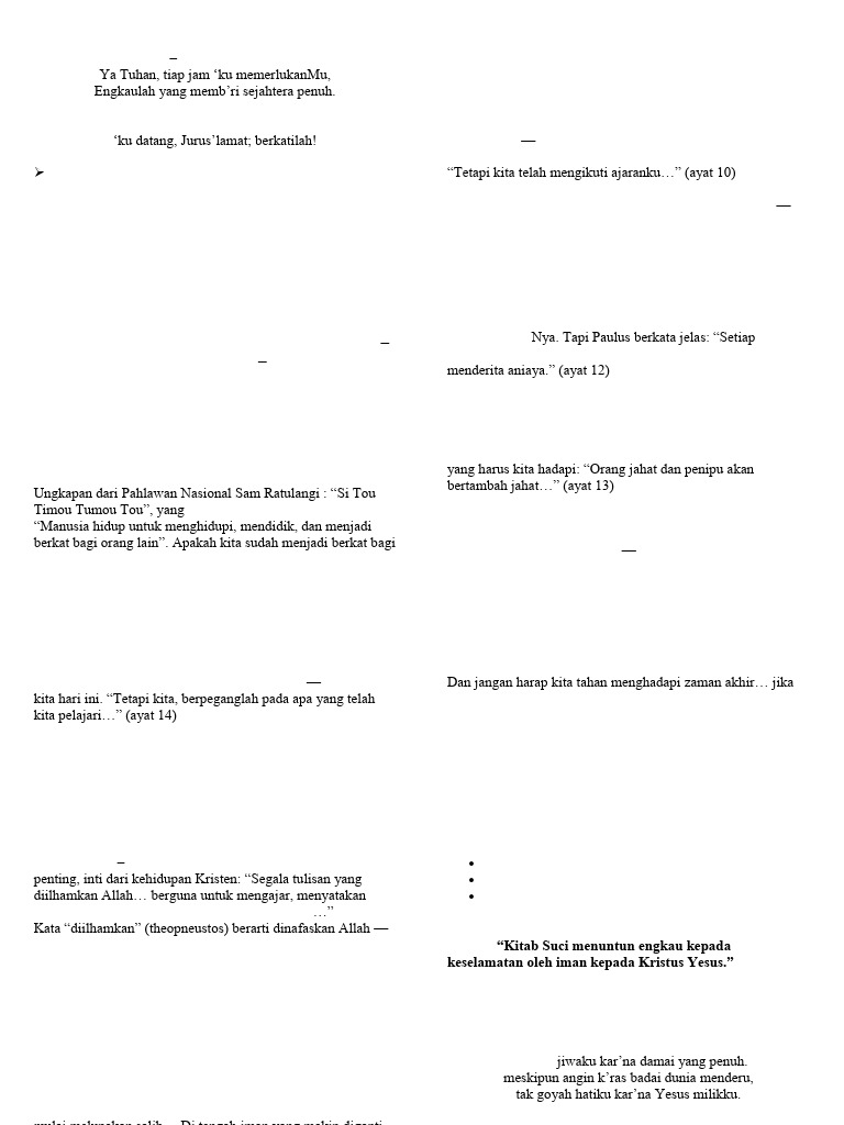 Tata Ibadah Kolom (Buku) 2 Timotius 3 10 17bentuk III Juni 2025 | PDF