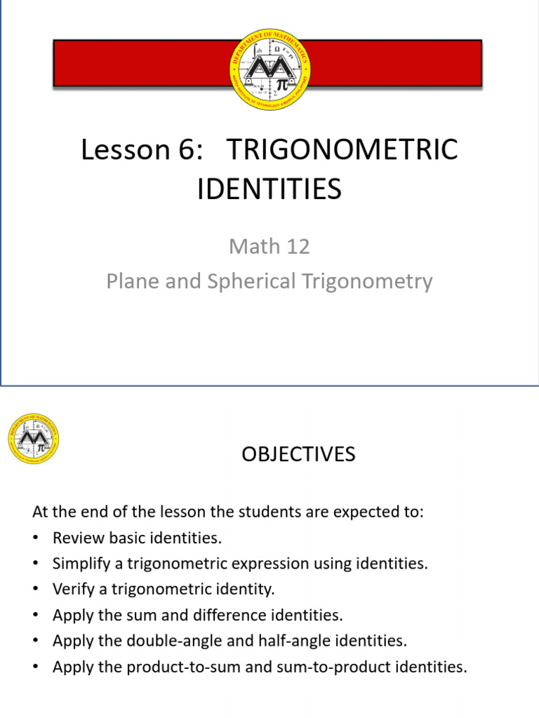 Mathematics - Trigonometric Identities | PDF | Trigonometry ...