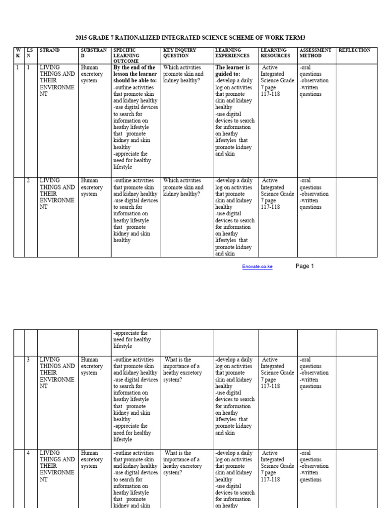 Grade 7 Integrated Science Term 3 Plan | PDF | Series And Parallel ...