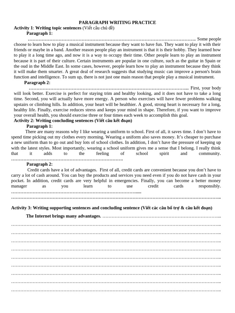 Paragraph Writing Practice Activities | PDF