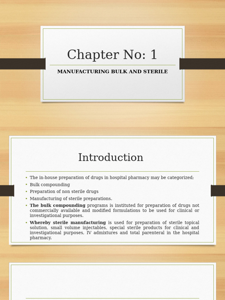 Bulk and Sterile Drug Manufacturing Guide | PDF | Pharmacy | Pharmacology