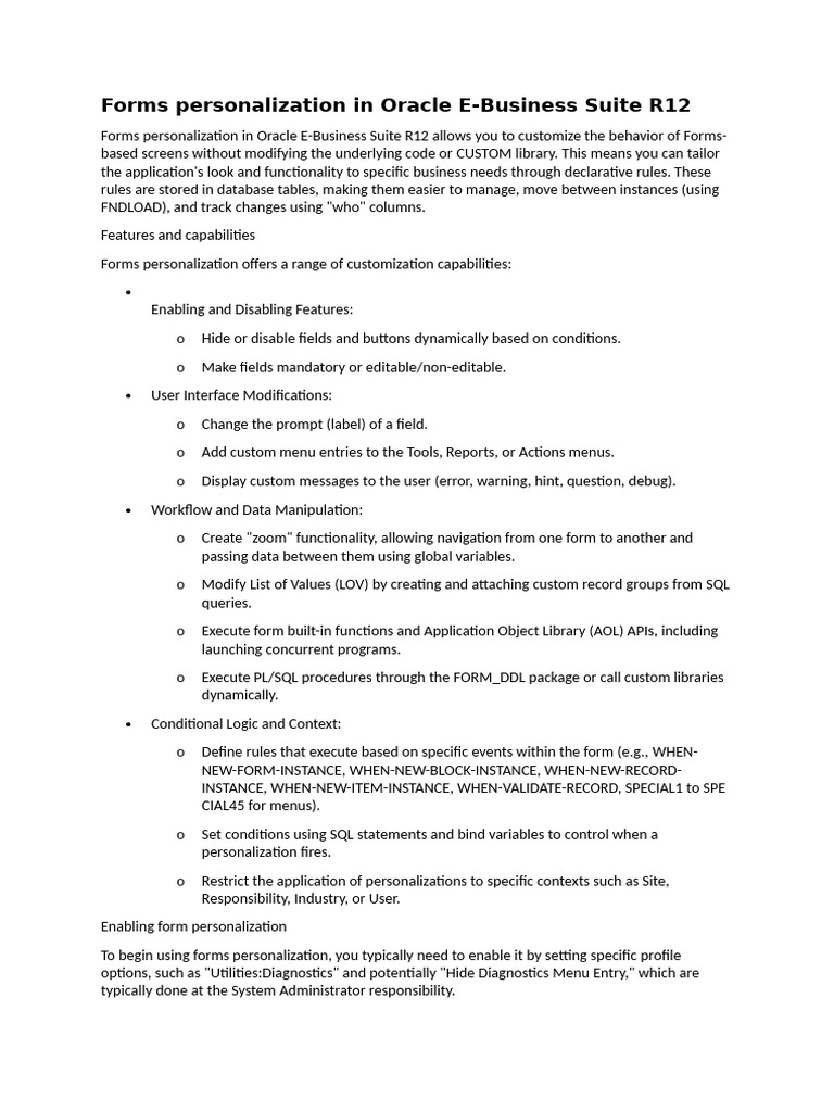 Oracle EBS R12 Forms Personalization Guide | PDF | Menu (Computing ...