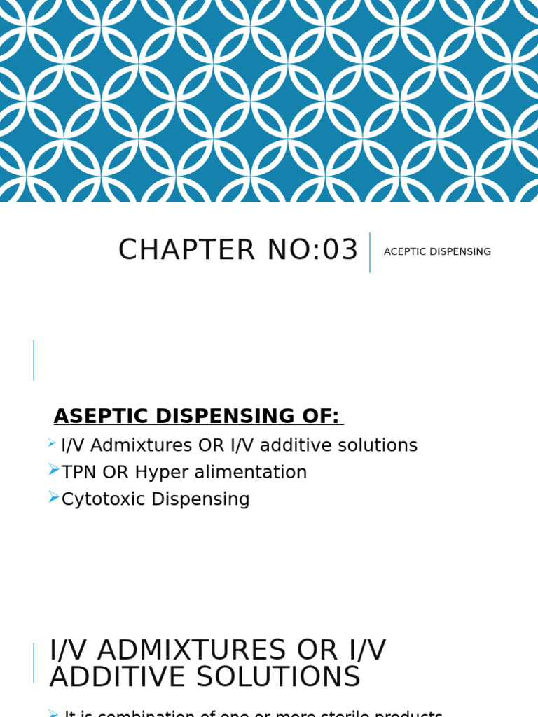 Asceptic Dispensing | PDF | Intravenous Therapy | Pharmacy