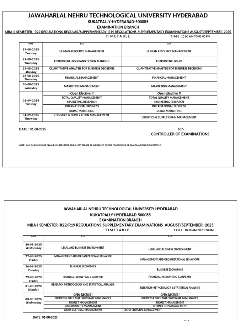 MBA Exam Schedule August-September 2025 | PDF | Business | Economies