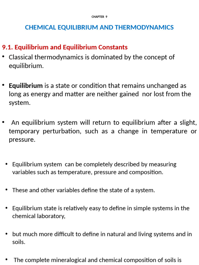Chemical Equilibrium in Soil Chemistry | PDF | Entropy | Thermodynamic ...