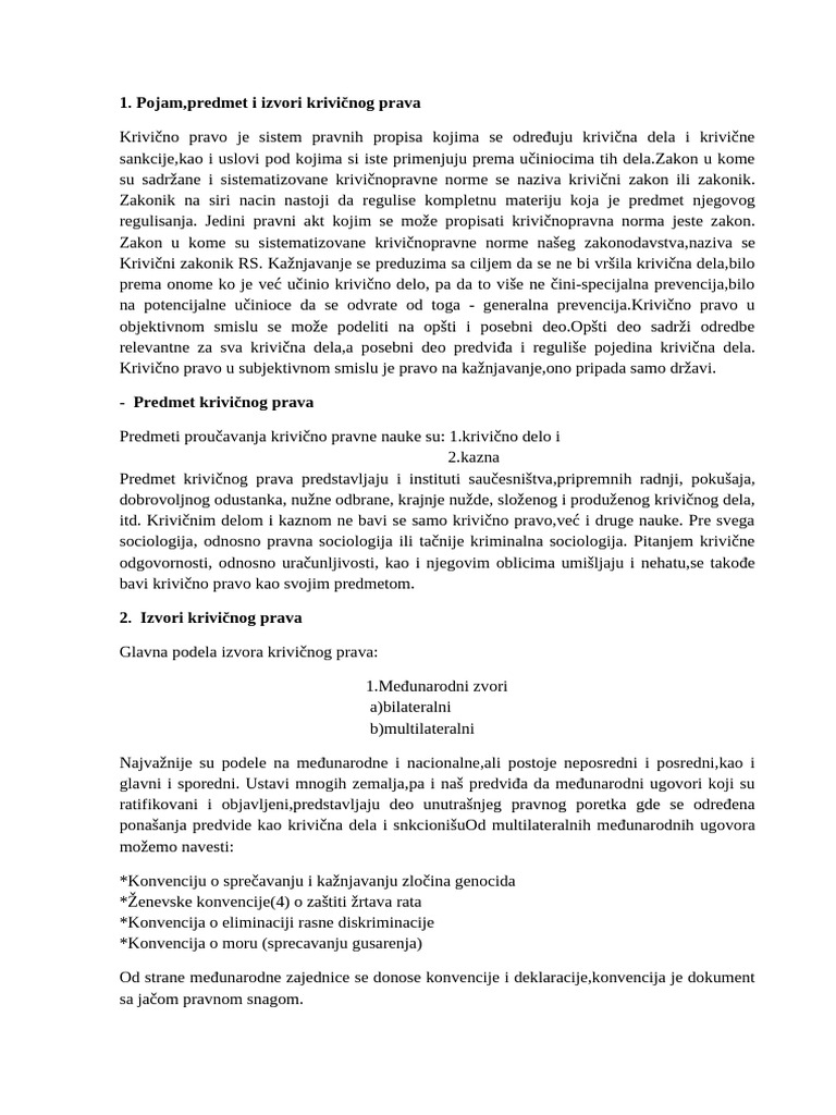 Krivicno Pravo - Opsti Deo - Skripta | PDF
