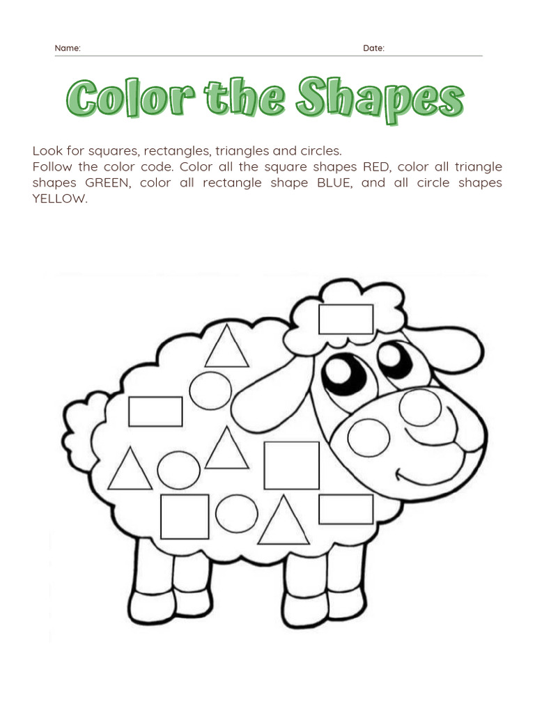 Color Shapes Worksheet for Kids | PDF