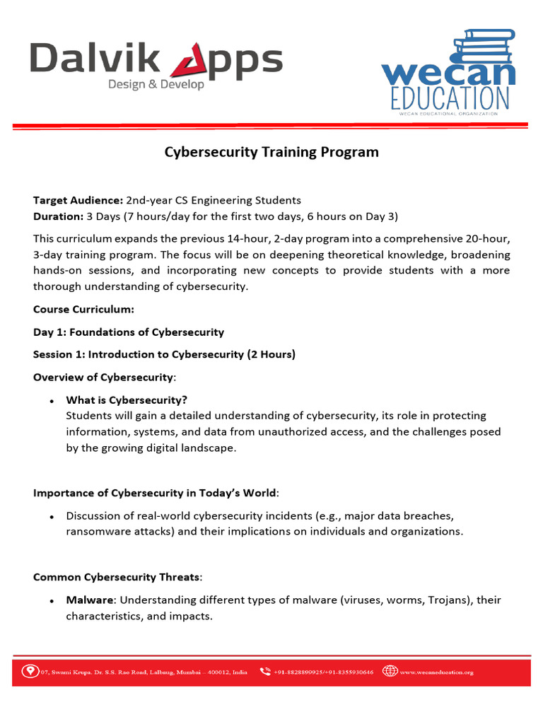 Cybersecurity Training for CS Students | PDF | Security | Computer Security