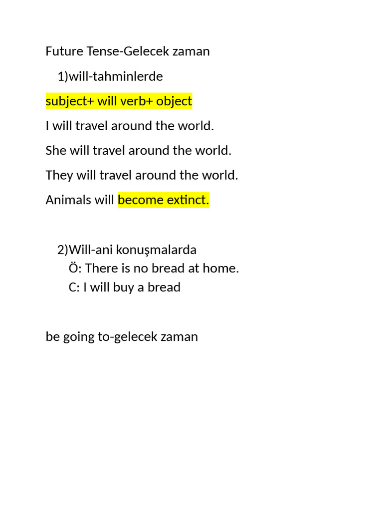 Ing Future Tense (Gelecek Zaman) | PDF