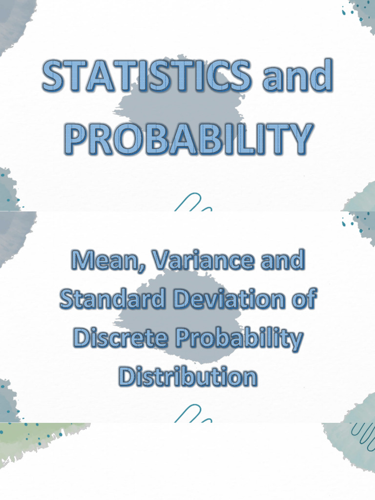 Mean, Variance & Std Dev in Probability | PDF | Variance | Standard ...