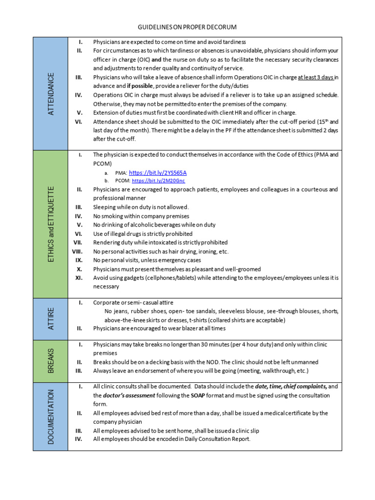 Nursing Decorum Guidelines | PDF | Health Care | Health Sciences