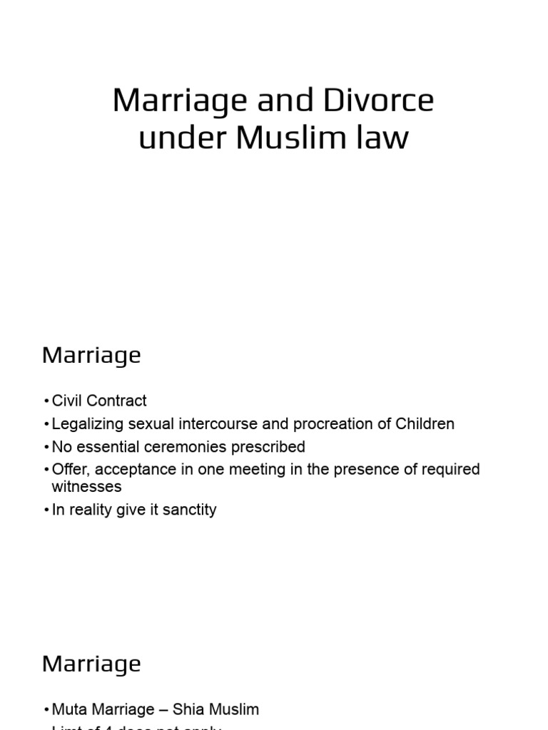 Muslim Marriage and Divorce Laws | PDF