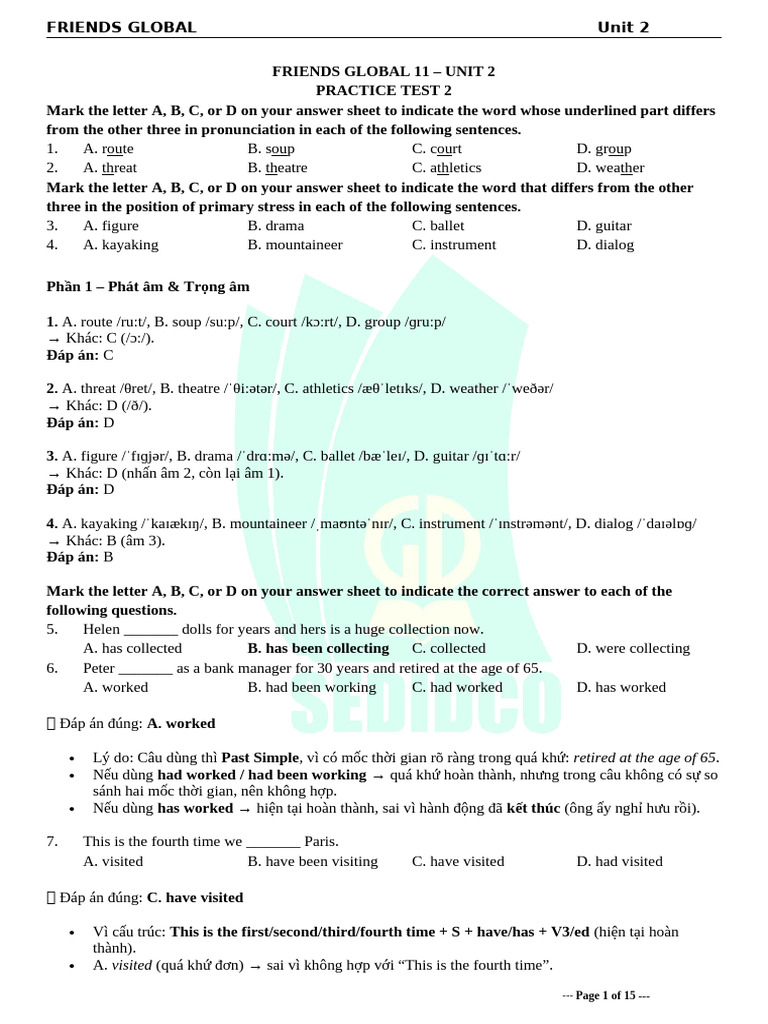 Tieng Anh 11 Friends Global - Unit 2 - Test 2 | PDF | Greenhouse Gas ...
