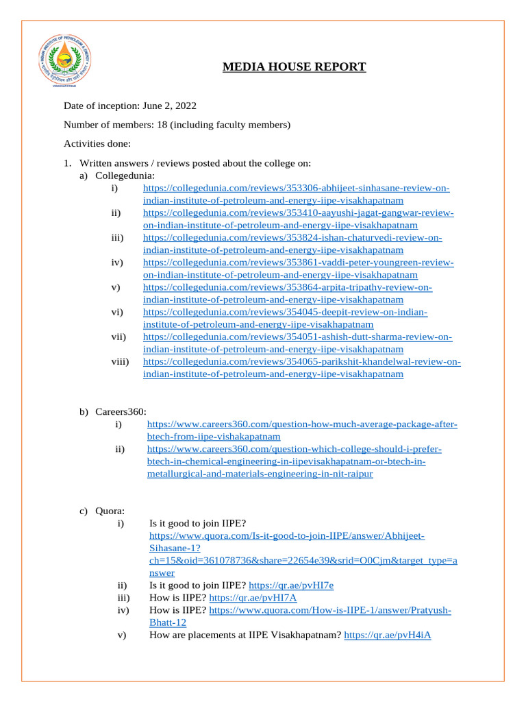 Media House Report | PDF