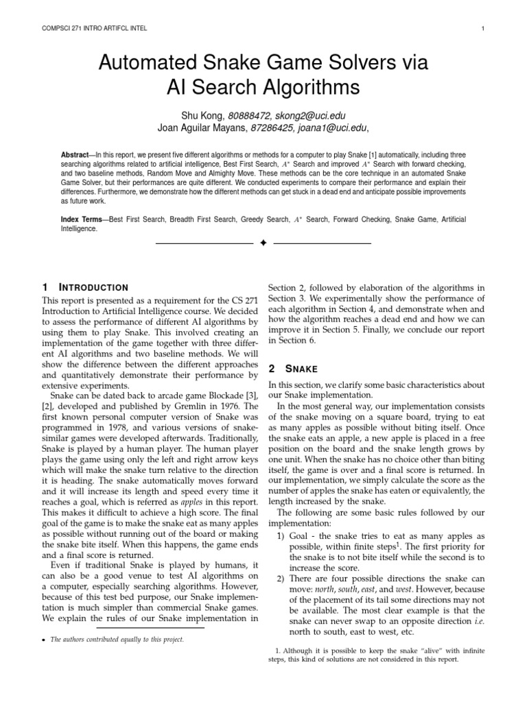 Automated Snake Game Solvers | PDF | Applied Mathematics | Algorithms