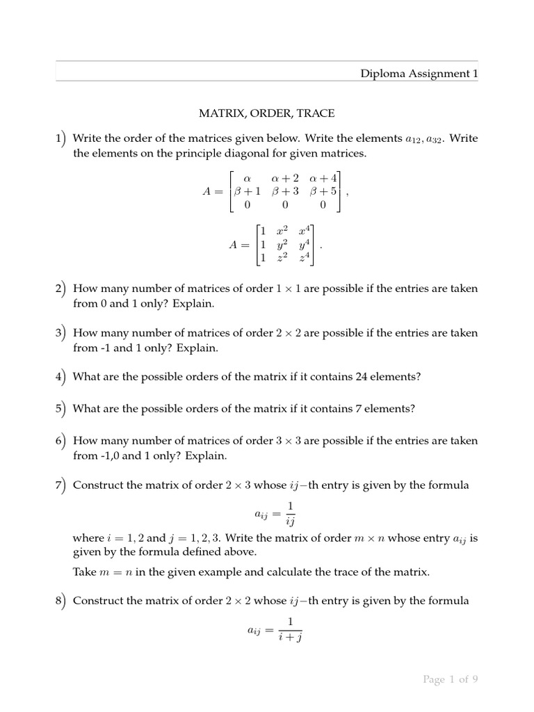 Matrix Operations and Properties Guide | PDF | Matrix (Mathematics ...