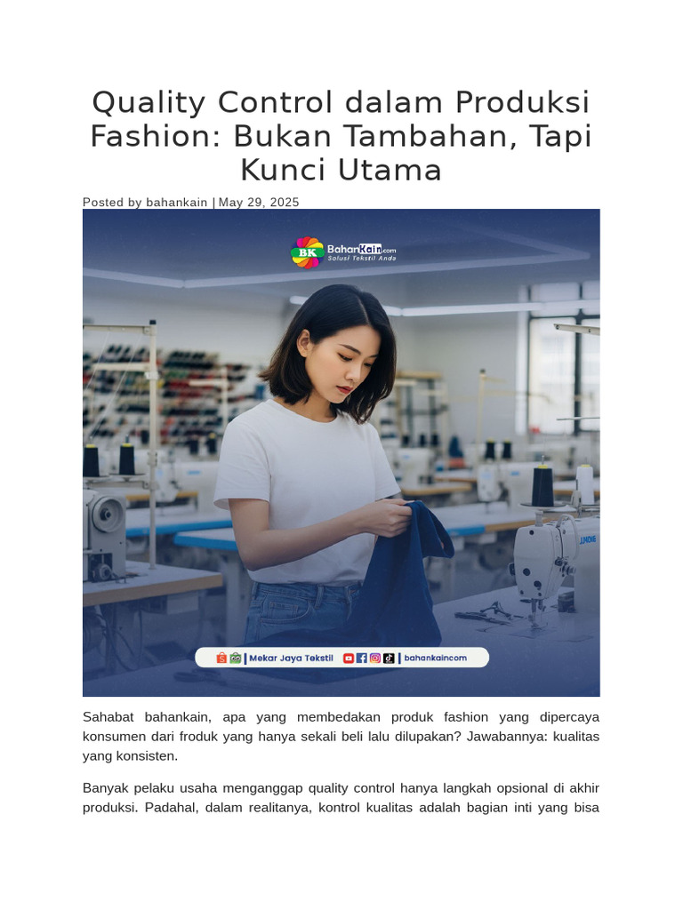 Prosedur QC Efektif di Produksi Garment | PDF