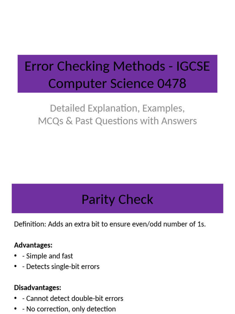 Error Checking Igcse Detailed Pdf