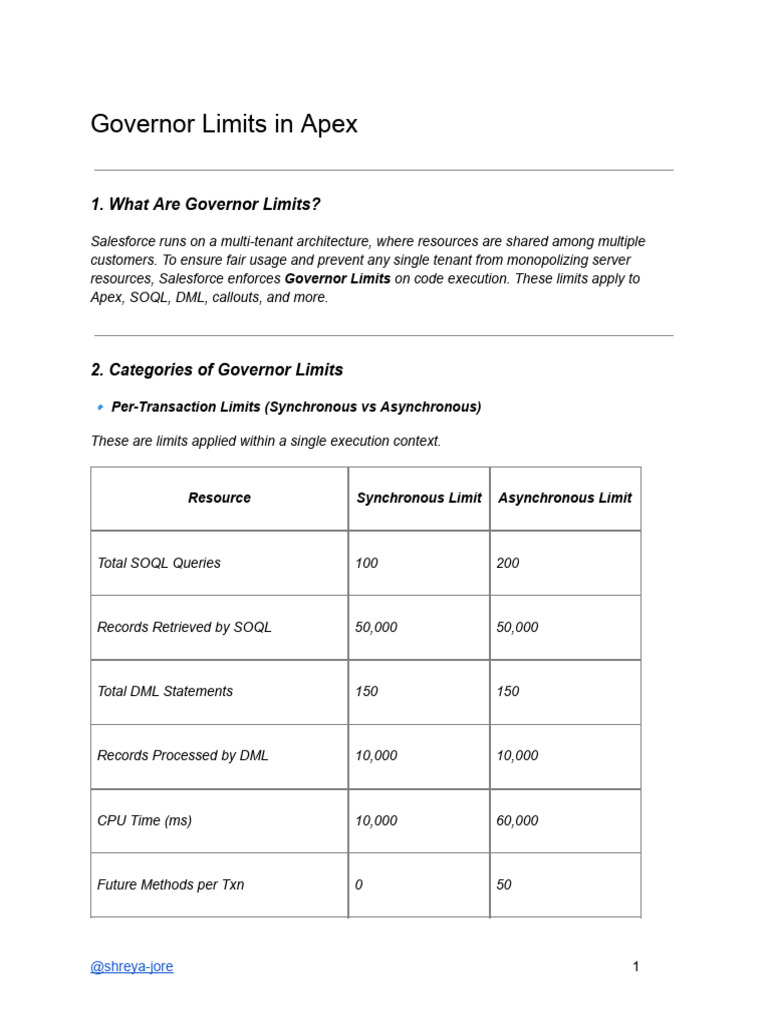 Apex Governor Limits | PDF | Control Flow | Computing
