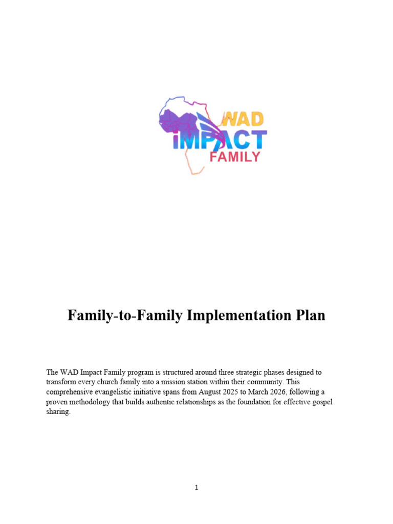 WAD Impact Family Program Overview | PDF | Evangelism | Baptism